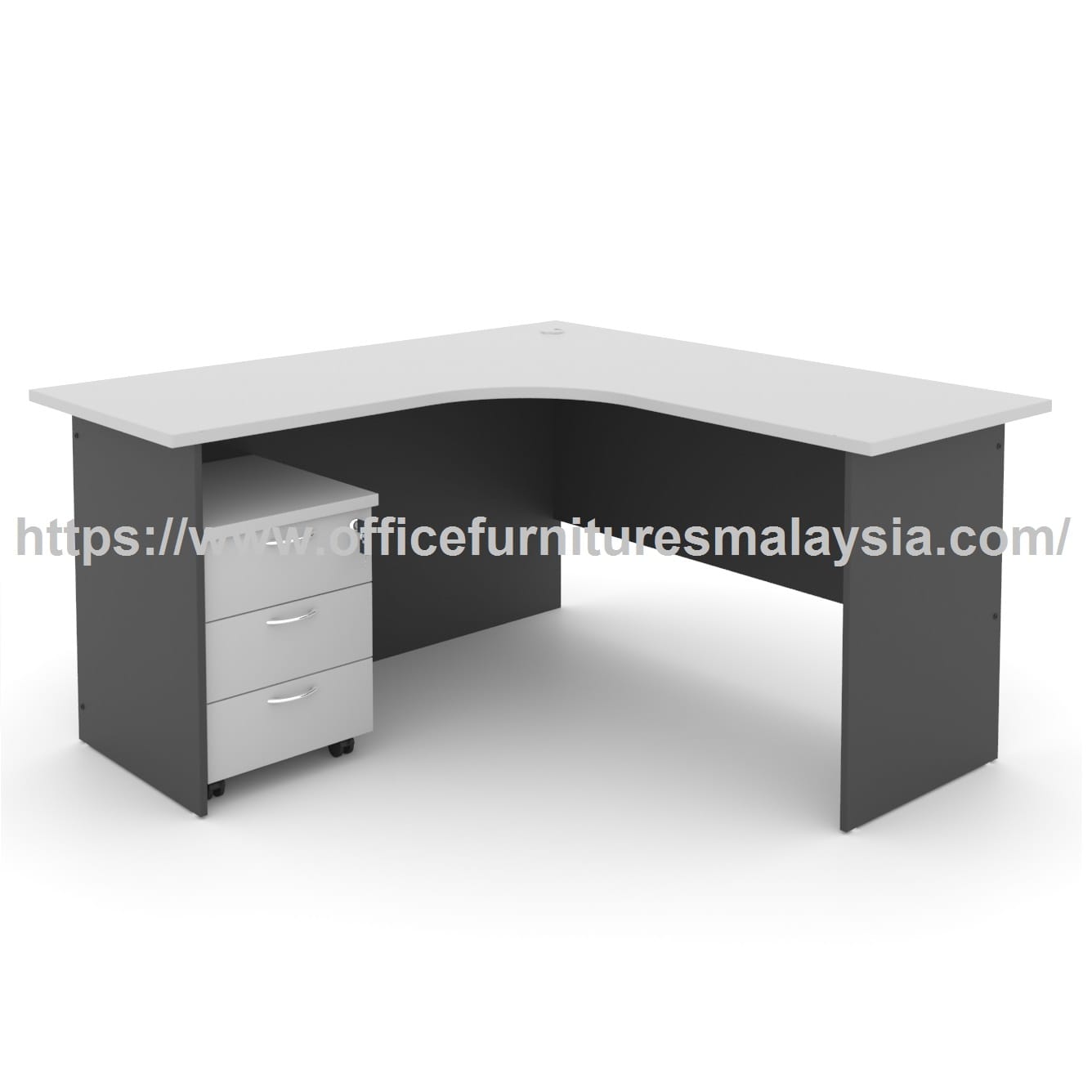 5 ft L Shaped Table With 3 Drawers Pedestal OFM3D1515G | Office ...