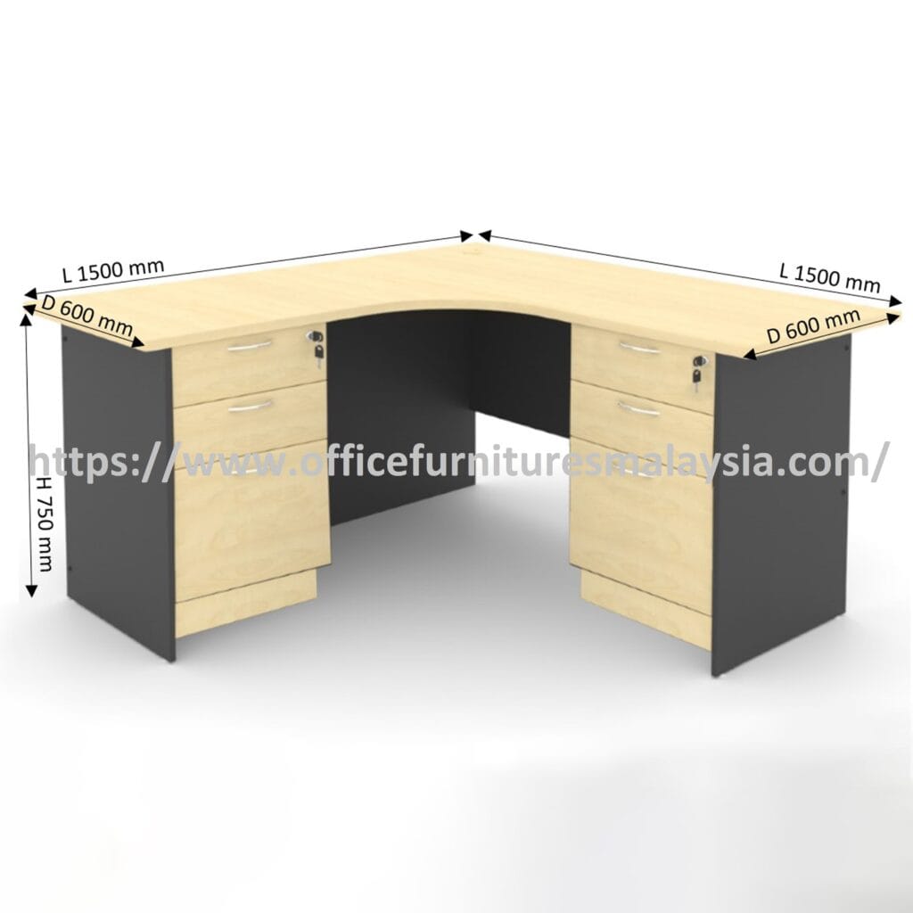 5 ft x 5 ft Cherubic L Shape Office Table with 2 Fixed 2D1F Drawer ...