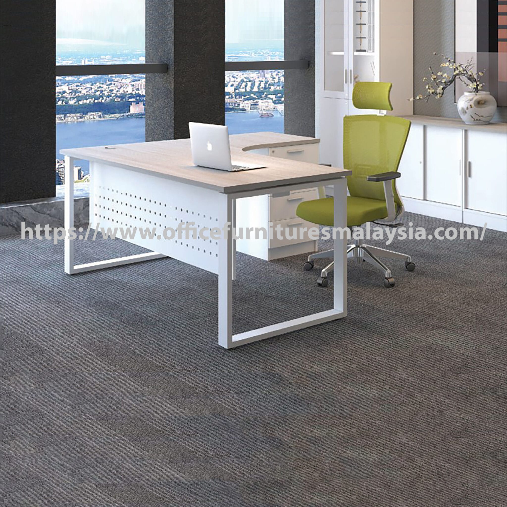 5 ft x 5 ft Bold L Shape Writing Table with Fixed 4 Drawer Pedestal ...
