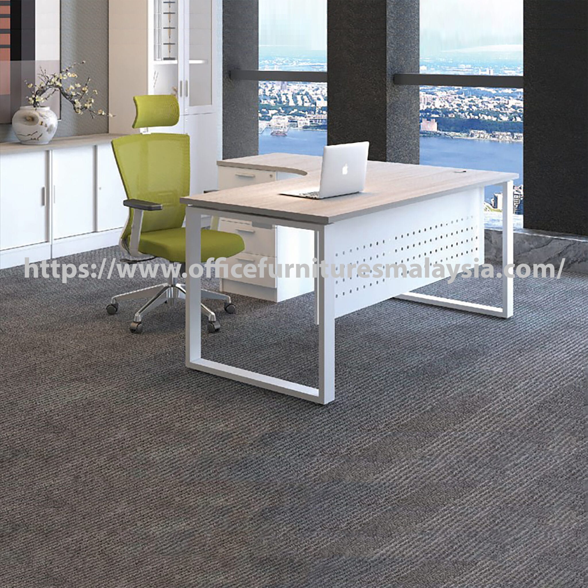 6 ft x 5 ft Bold L Shape Writing Table with Fixed 4 Drawer Pedestal ...