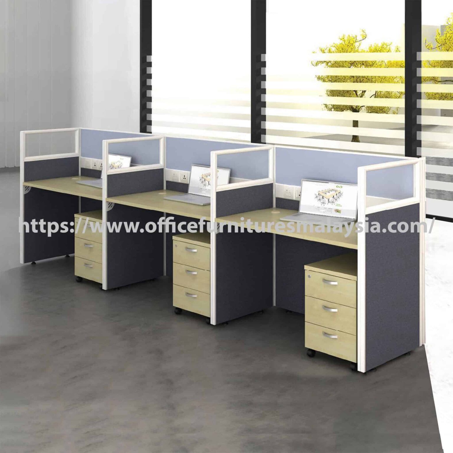 4 ft Modern Innovative Side by Side Workstation Cluster of 3 Seater ...