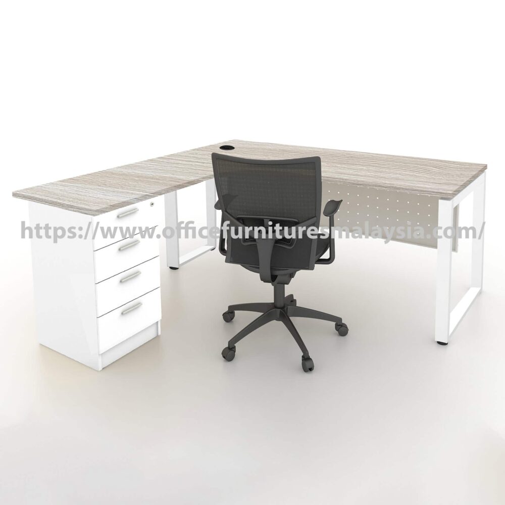 5 ft x 5 ft Bold L Shape Writing Table with Fixed 4 Drawer Pedestal ...