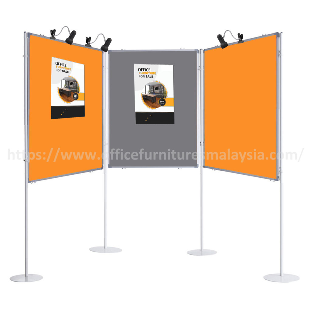 4 ft x 4 ft Triple Panel Double-Sided Display Stand with Round Base ...